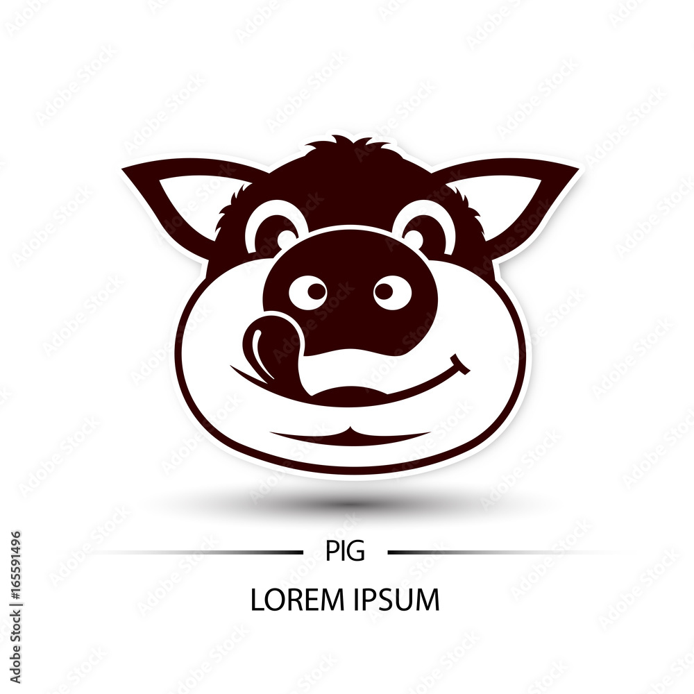 Pig face happy logo and white background vector Stock Vector | Adobe Stock