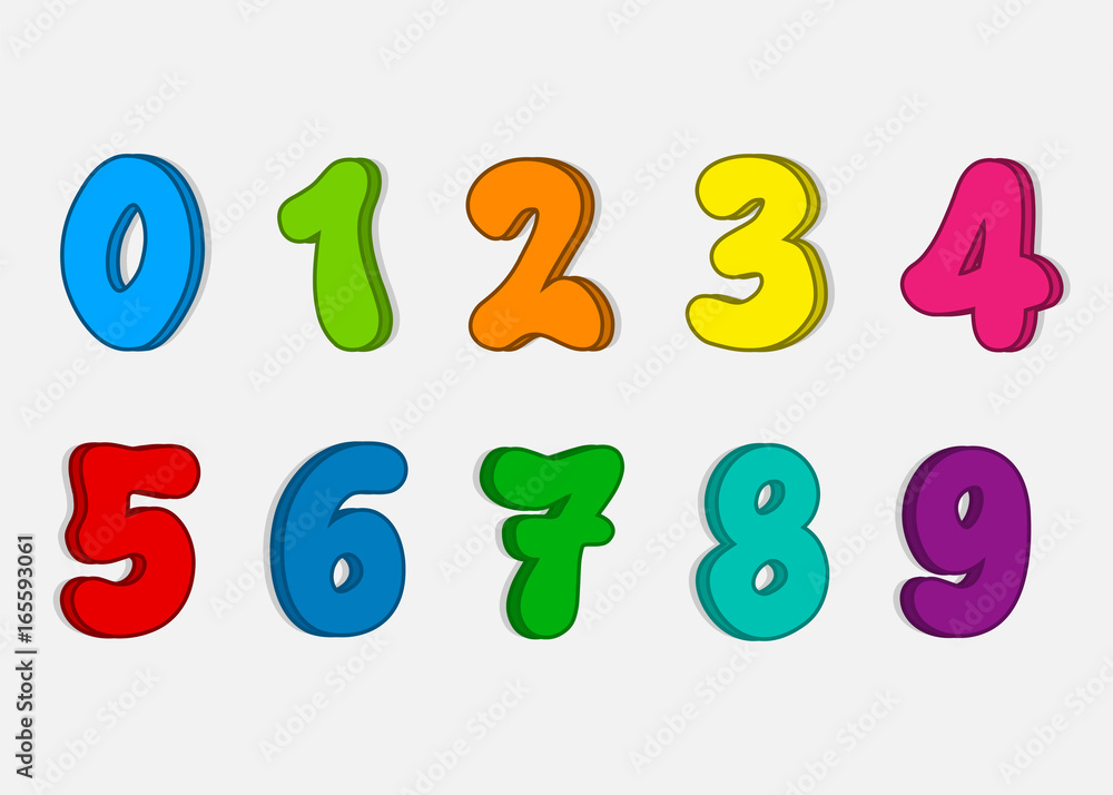 Set colorful numbers, Vector cartoon kids figures, Number icon Stock ... Set colorful numbers, Vector cartoon kids figures, Number icon Stock ...