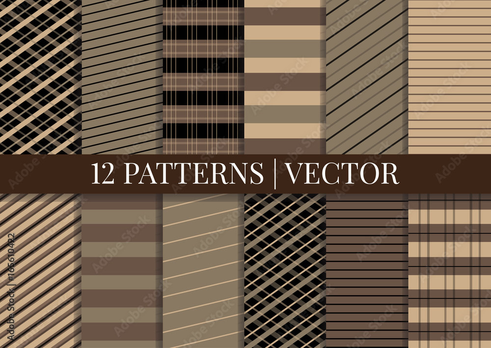 Vector patterns. Set of fabric textures. Pattern tile swatches included ...