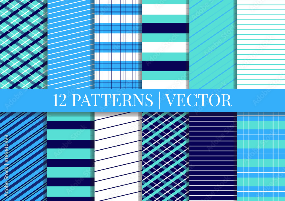 Vector patterns. Set of fabric textures. Pattern tile swatches included ...