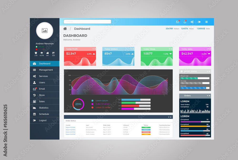 Admin Dashboard Vectorial Design Stock Vector | Adobe Stock