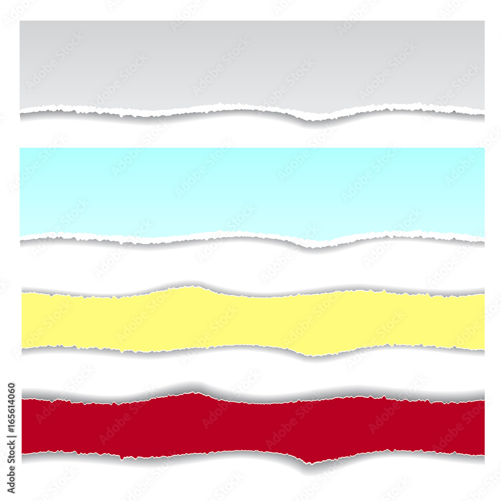 Torn paper in different colors and shapes. Vector illustration Stock ...