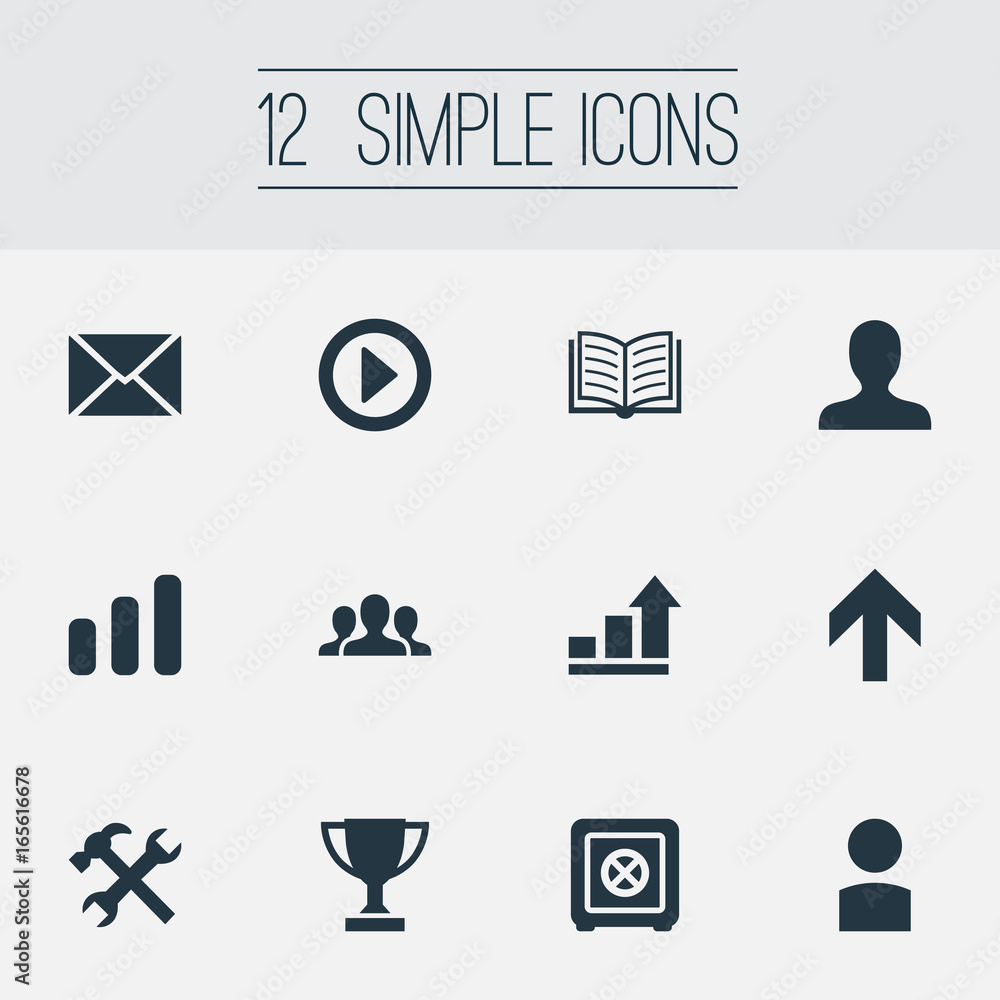 Vector Illustration Set Of Simple Startup Icons. Elements Upward ...