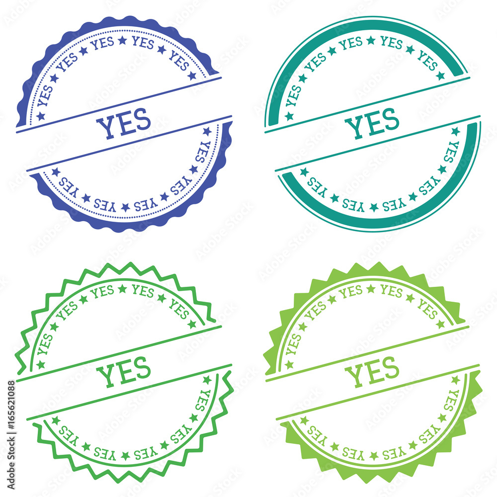 Yes badge isolated on white background. Flat style round label with ...
