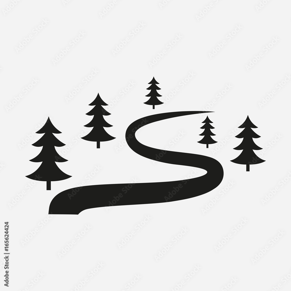 Route icon for tourism. Forest trail. Vector illustration. Stock Vector ...