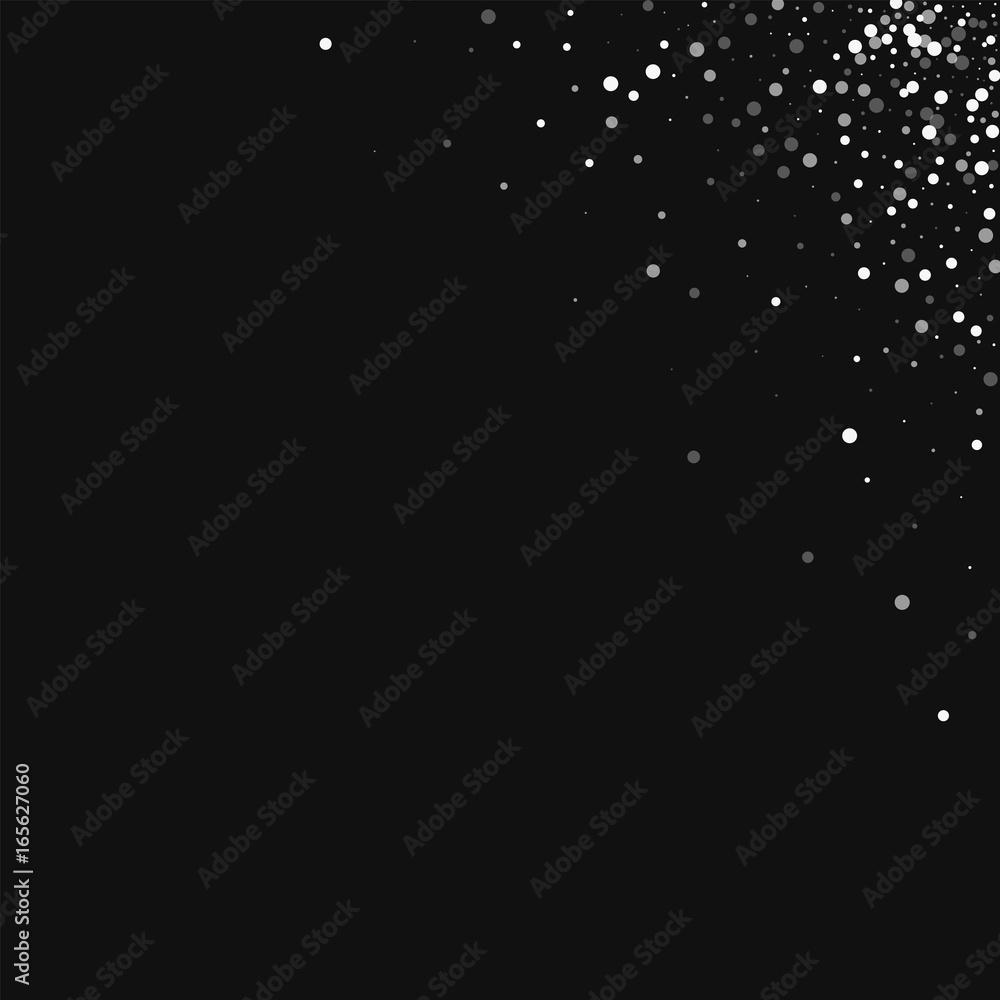 Random falling white dots. Top right corner gradient with random ...