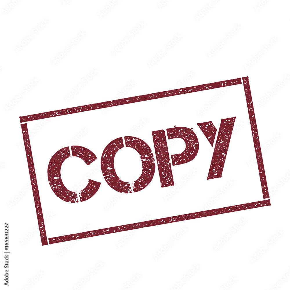 Copy rectangular stamp. Textured red seal with text isolated on white ...