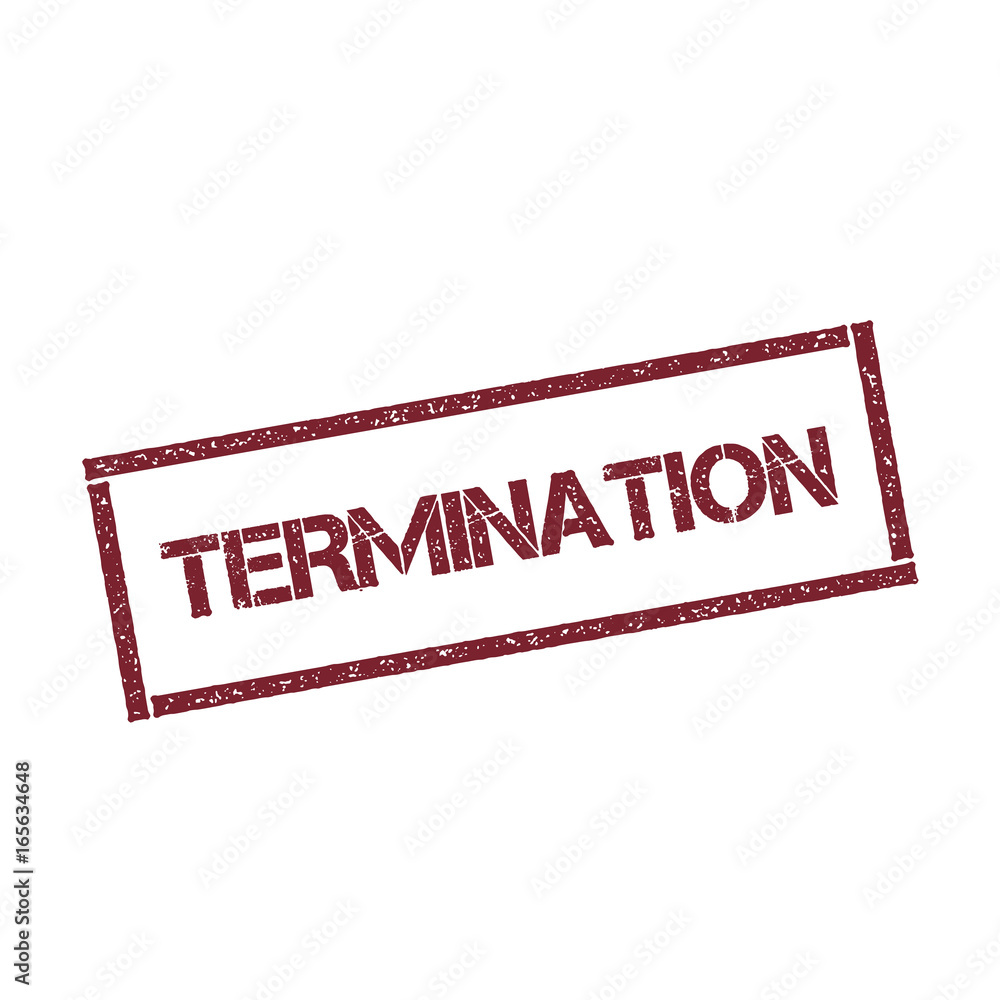 Termination rectangular stamp. Textured red seal with text isolated on ...