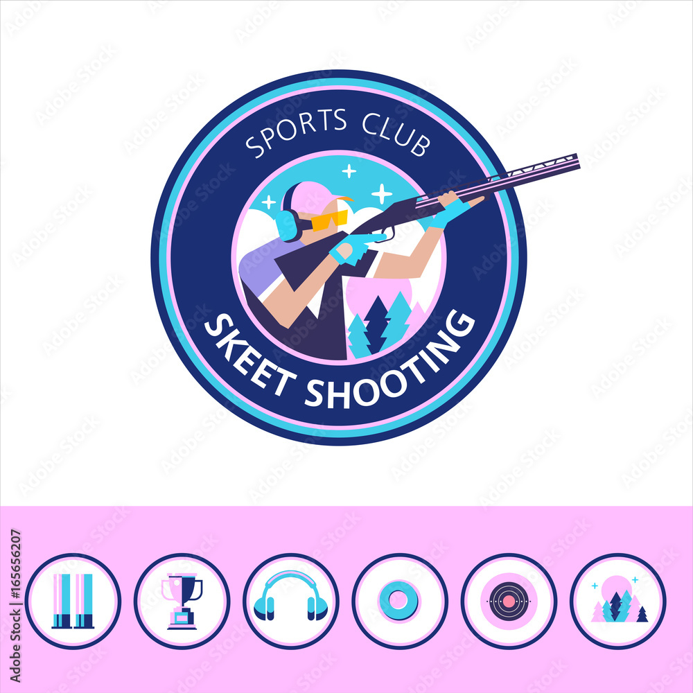 Vector logo of the sport club. Shooting Skeet. Set of design elements ...