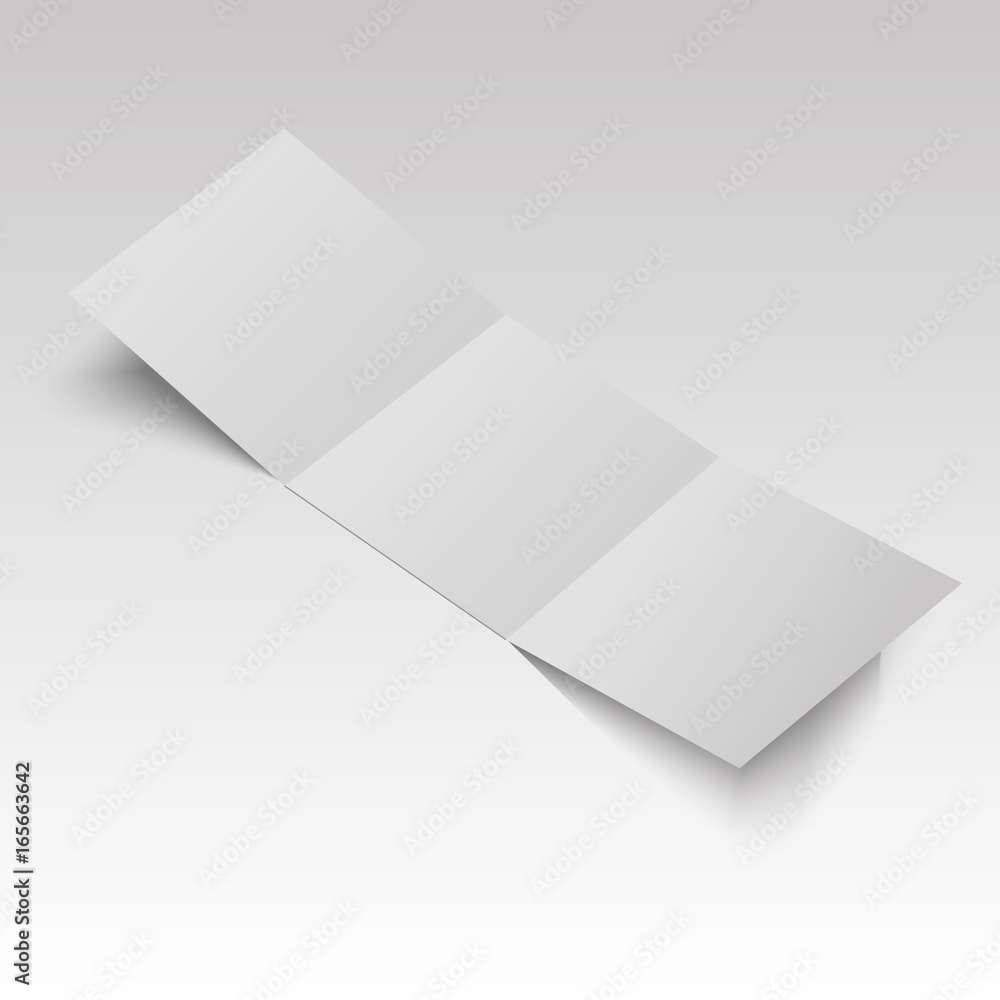 Blank three folded fold paper leaflet, flyer, broadsheet. Vector ...