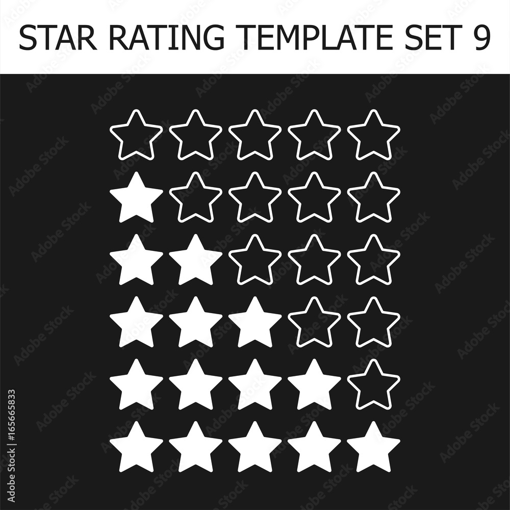 Vector star rating assessment. Black and white illustration. Template ...