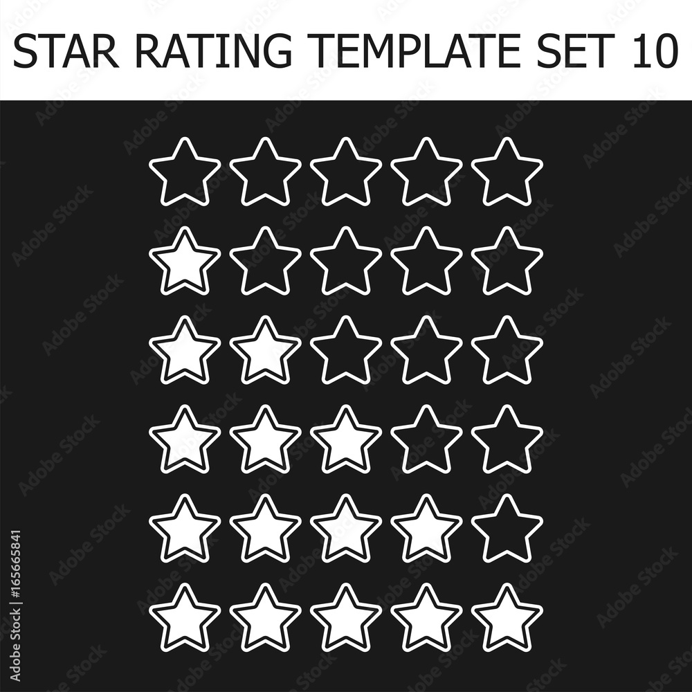 Vector star rating assessment. Black and white illustration. Template ...