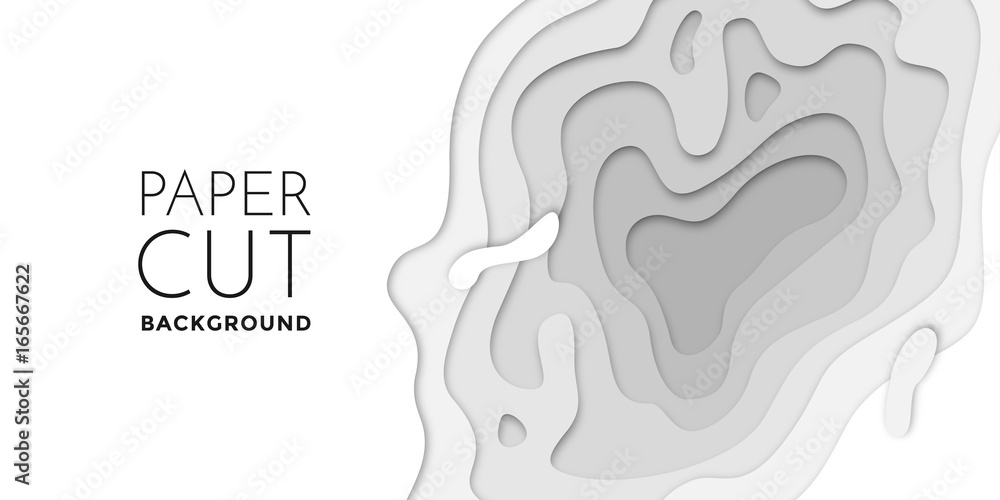 3D papercut layers, paper cut topography vector art background banner ...