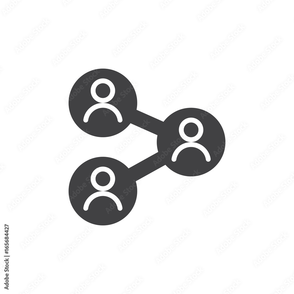 People connections icon vector, filled flat sign, solid pictogram ...