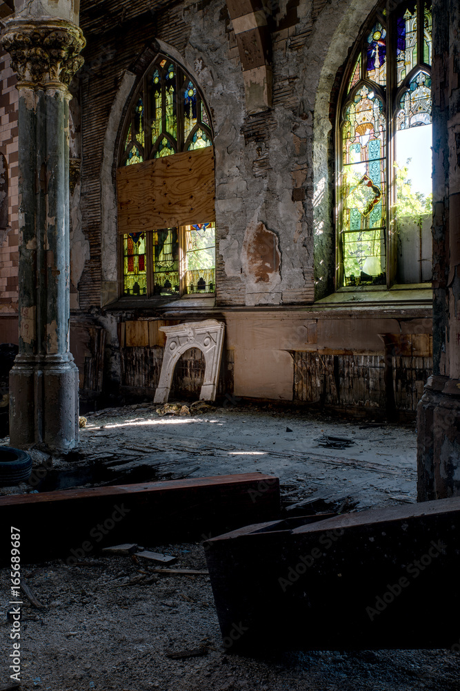 Broken Stained Glass Windows & Collapsing Floor - Abandoned Church ...