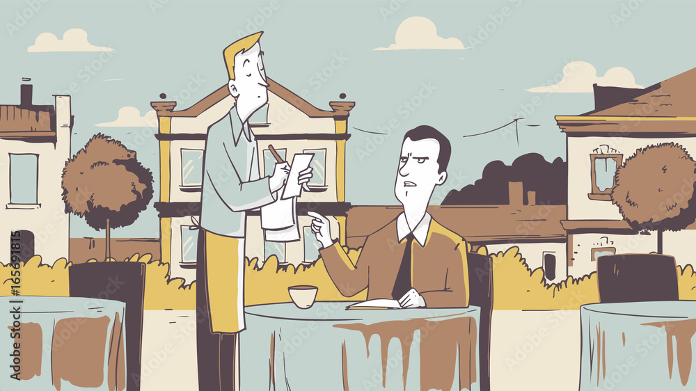 Waiter Taking Order Cartoon