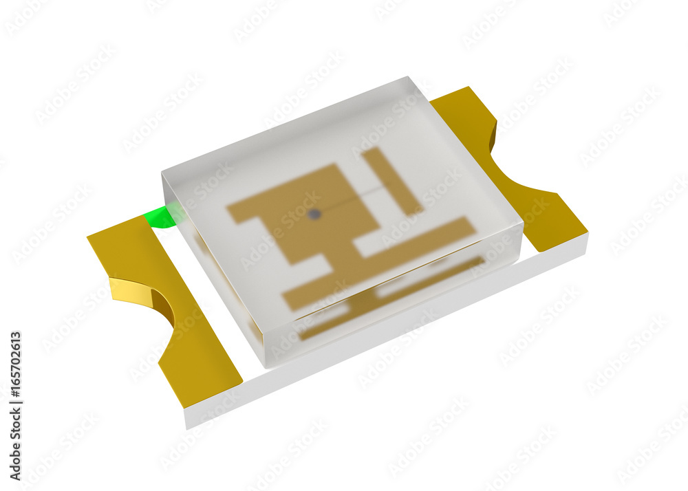 3D realistic render of smd led diode on white background with clipping ...
