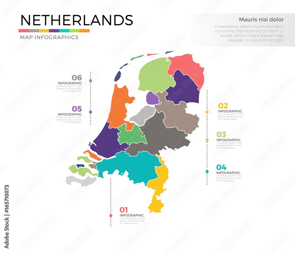 Netherlands country map infographic colored vector template with ...