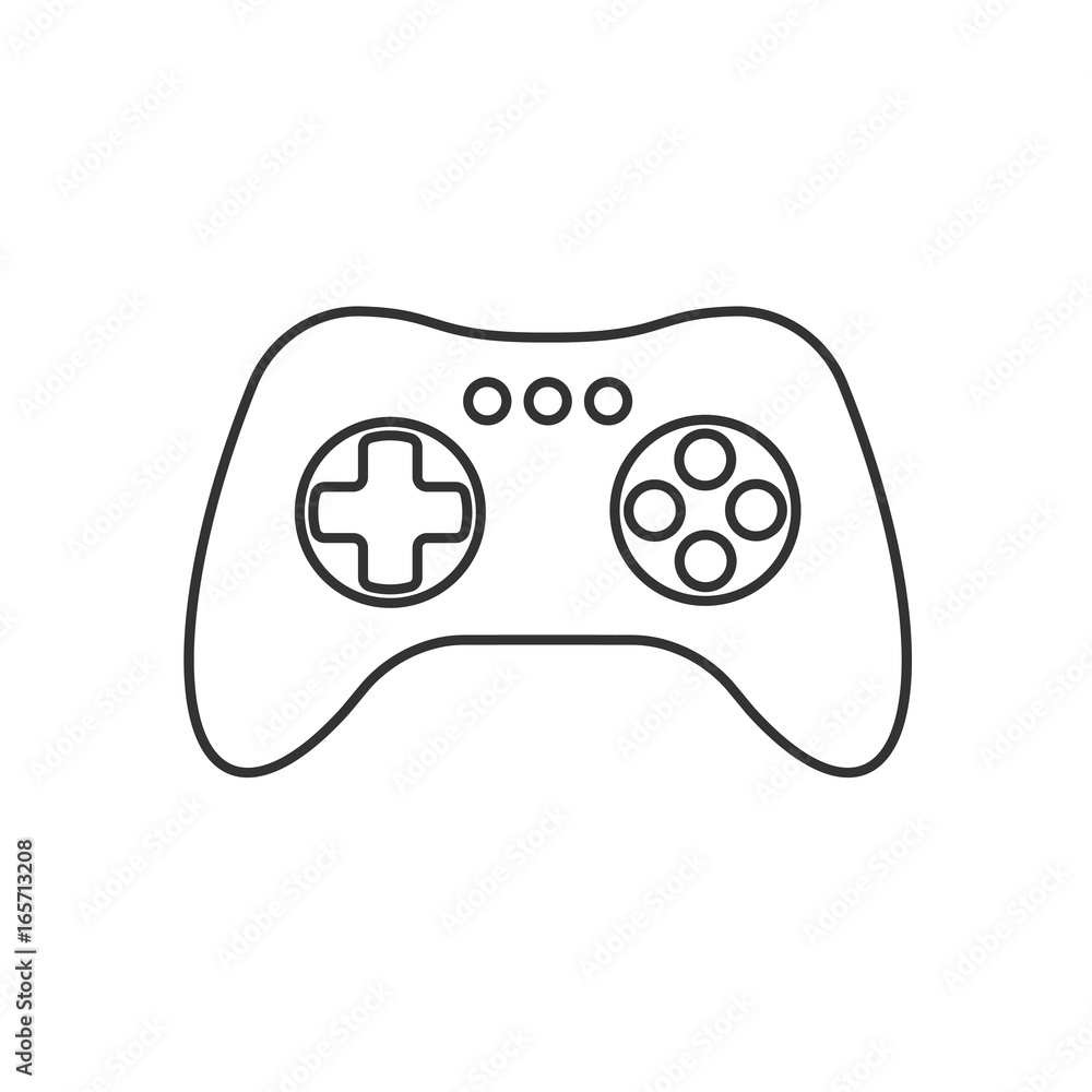Isolated black outline gamepad, game controller, joystick, console on ...