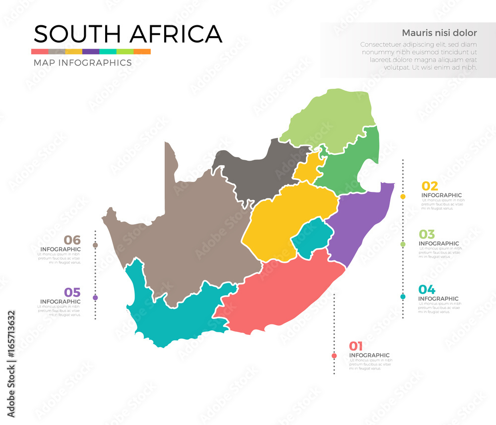 South Africa country map infographic colored vector template with ...