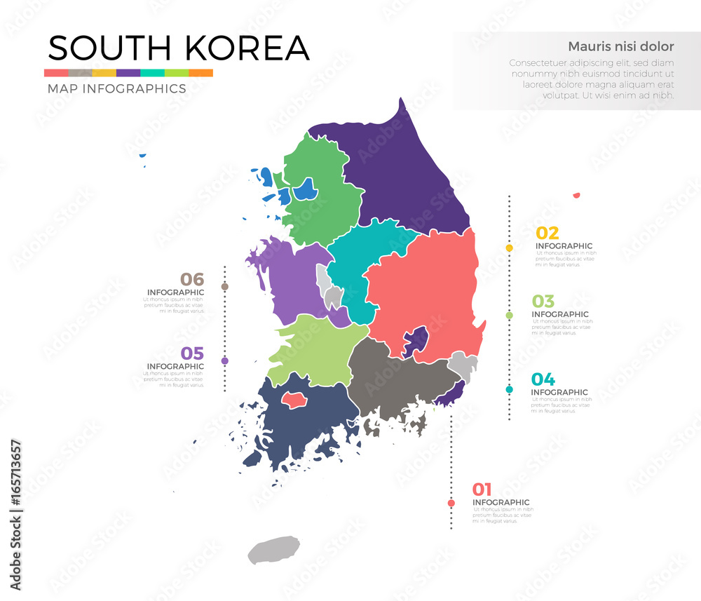 South Korea country map infographic colored vector template with ...