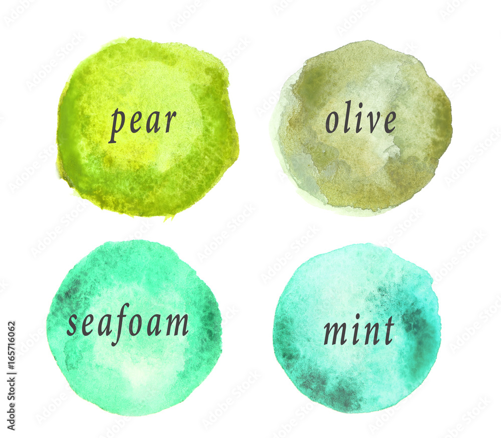 Spots of green color palette on white background Stock Photo | Adobe Stock