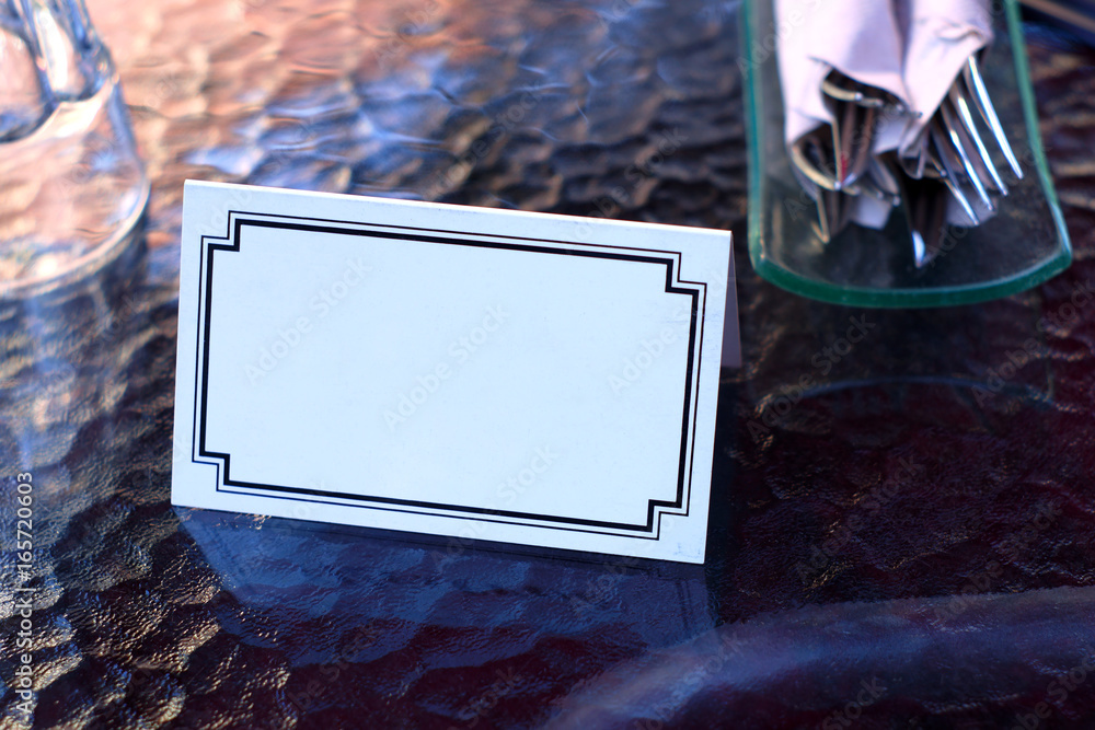 restaurant reserved table sign blank white card place reservation Stock ...