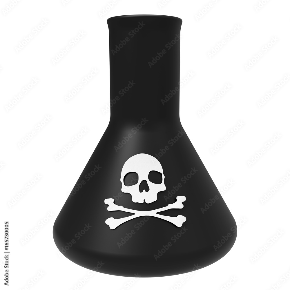 3d model of chemical flask with reagents, toxic substance, poison Stock ...