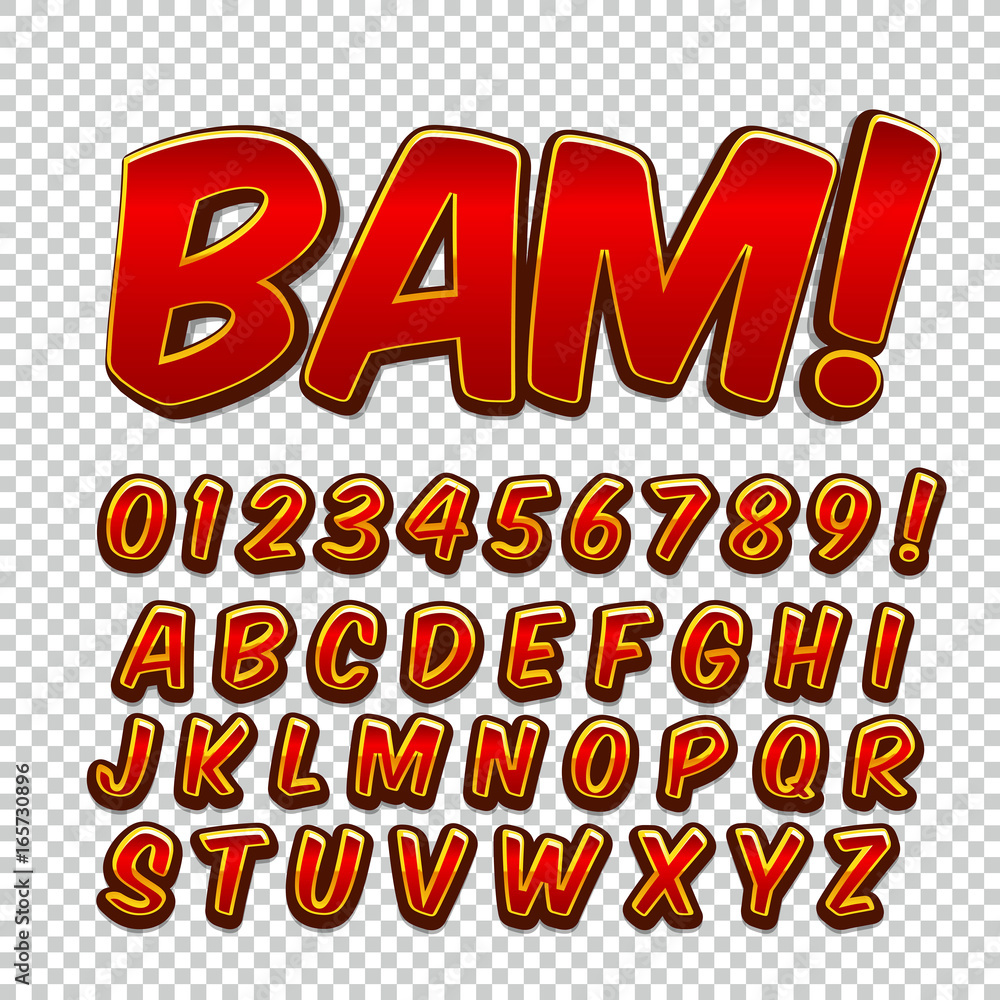 Creative high detail comic font. Alphabet of comics, pop art. Letters ...