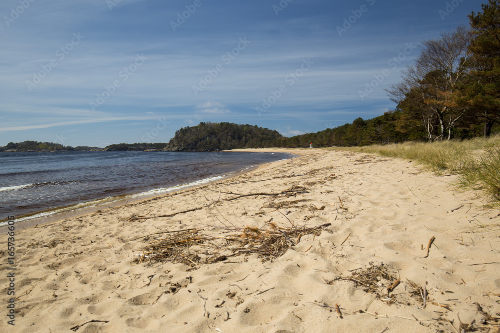 Sjøsanden beach, sandy beach outside the city centre of Mandal, Norway ...