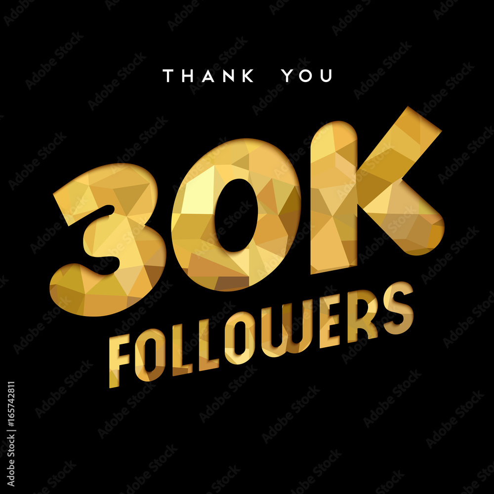 30k gold internet follower number thank you card Stock-Vektorgrafik ...
