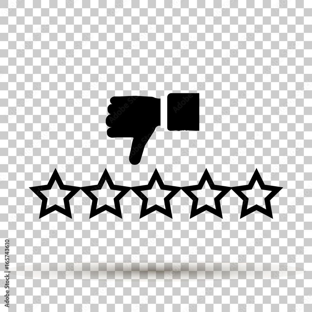 Vector image of stars low rating and showing hands down. 5 star rating ...