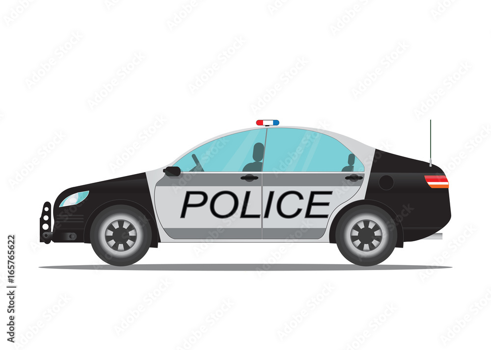 Police car side view isolated on white background. Stock Vector | Adobe ...
