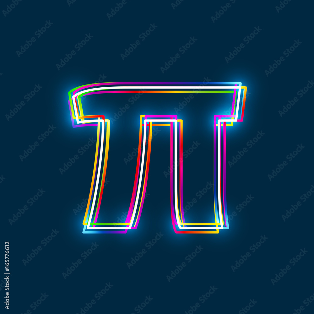 Greek Small Letter Pi - Vector multicolored outline font with glowing ...