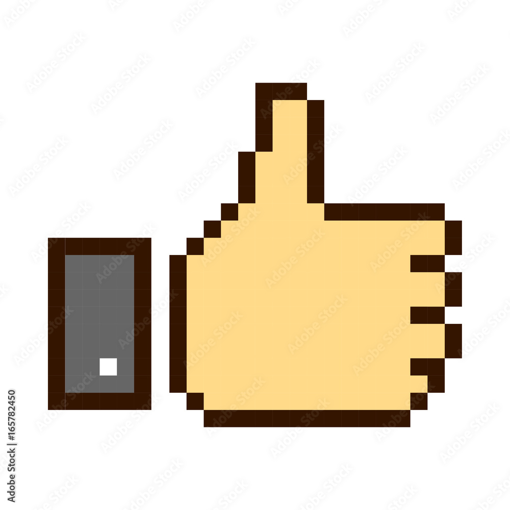 Thumb up pixel art cartoon retro game style Stock Vector | Adobe Stock