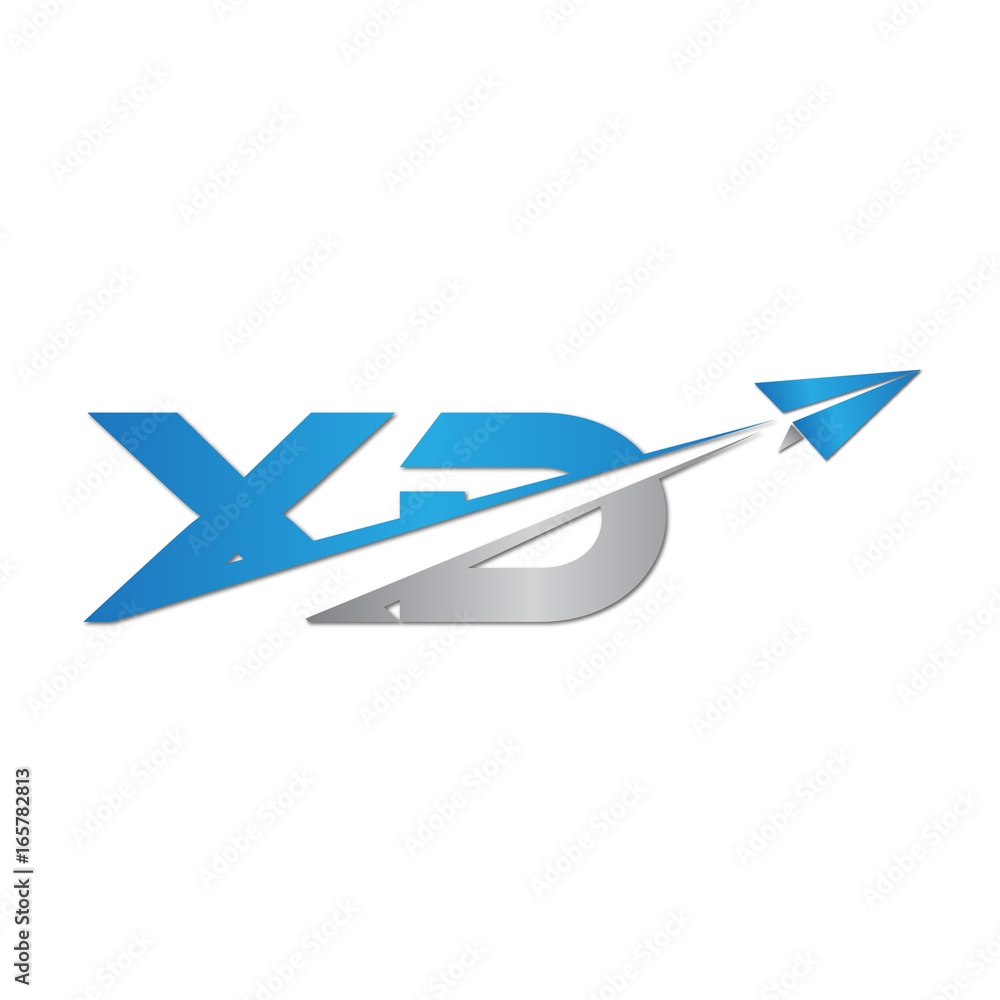 XD initial letter logo origami paper plane Stock Vector | Adobe Stock