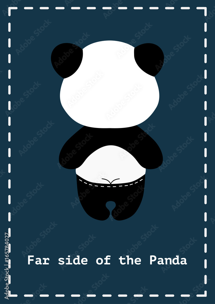 Cartoon panda poster "Far side of the Panda". Funny cards, banners ...