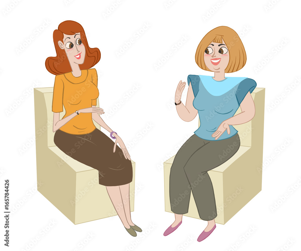 Ladies sharing tips cartoon Stock Illustration | Adobe Stock