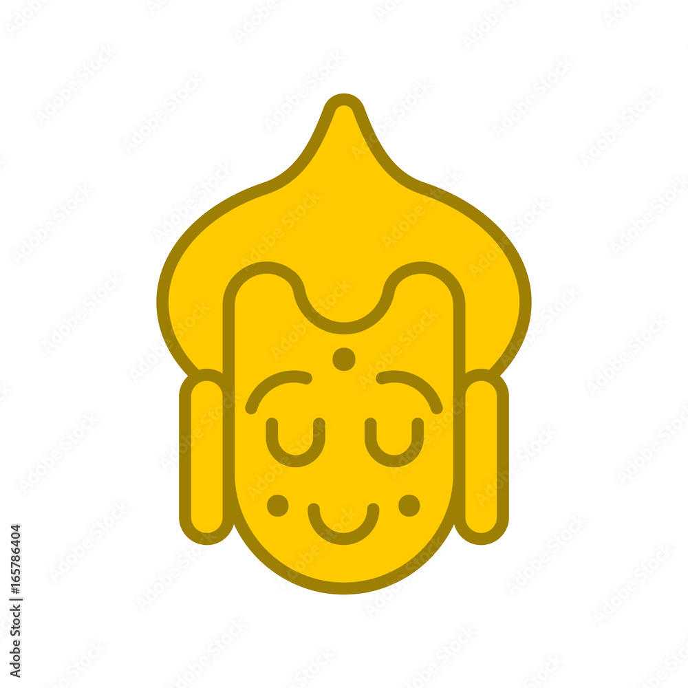 Buddha face Emoji avatar. Buddhist statue head. Meditation and ...