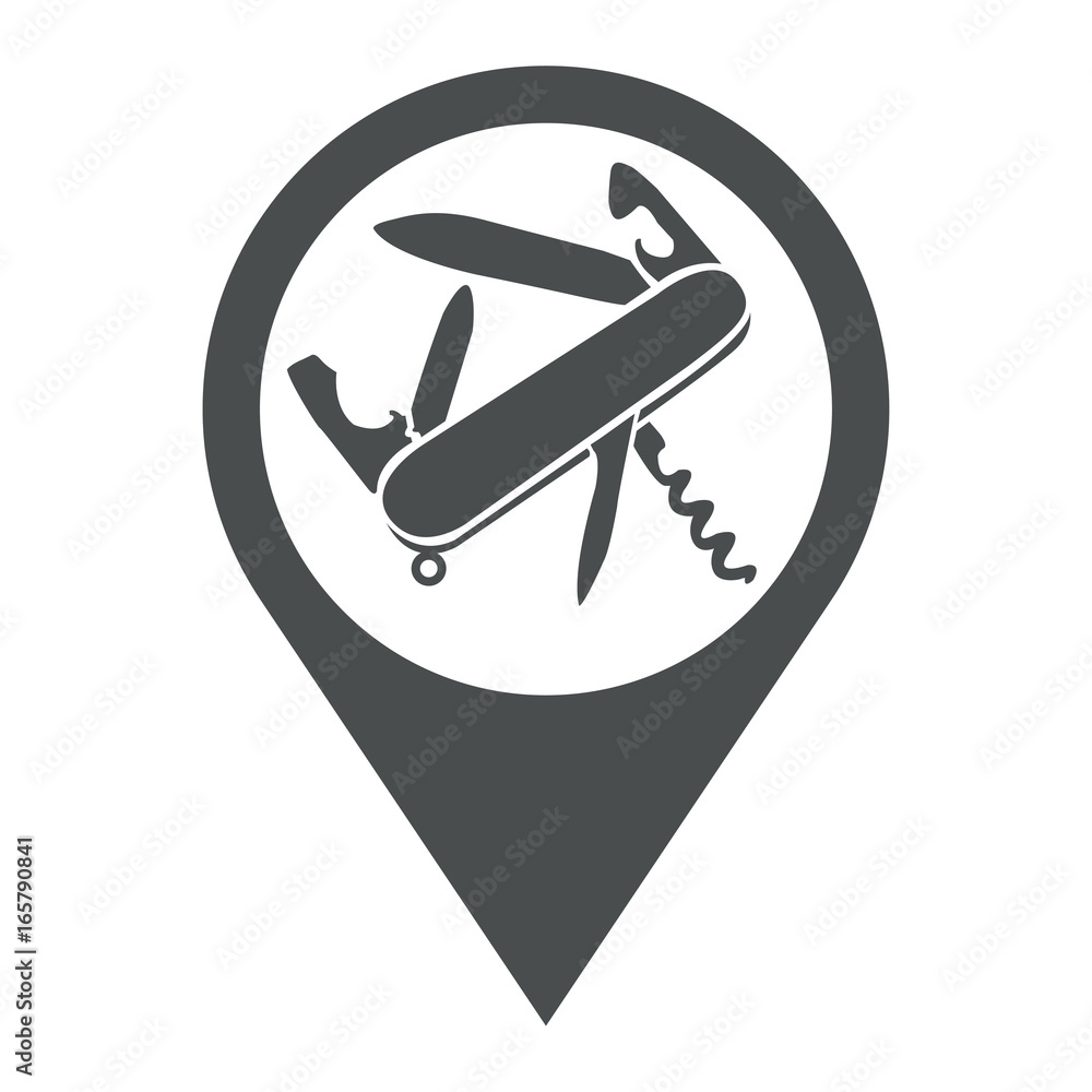 Icono plano localizacion navaja multiusos gris Stock Illustration ...