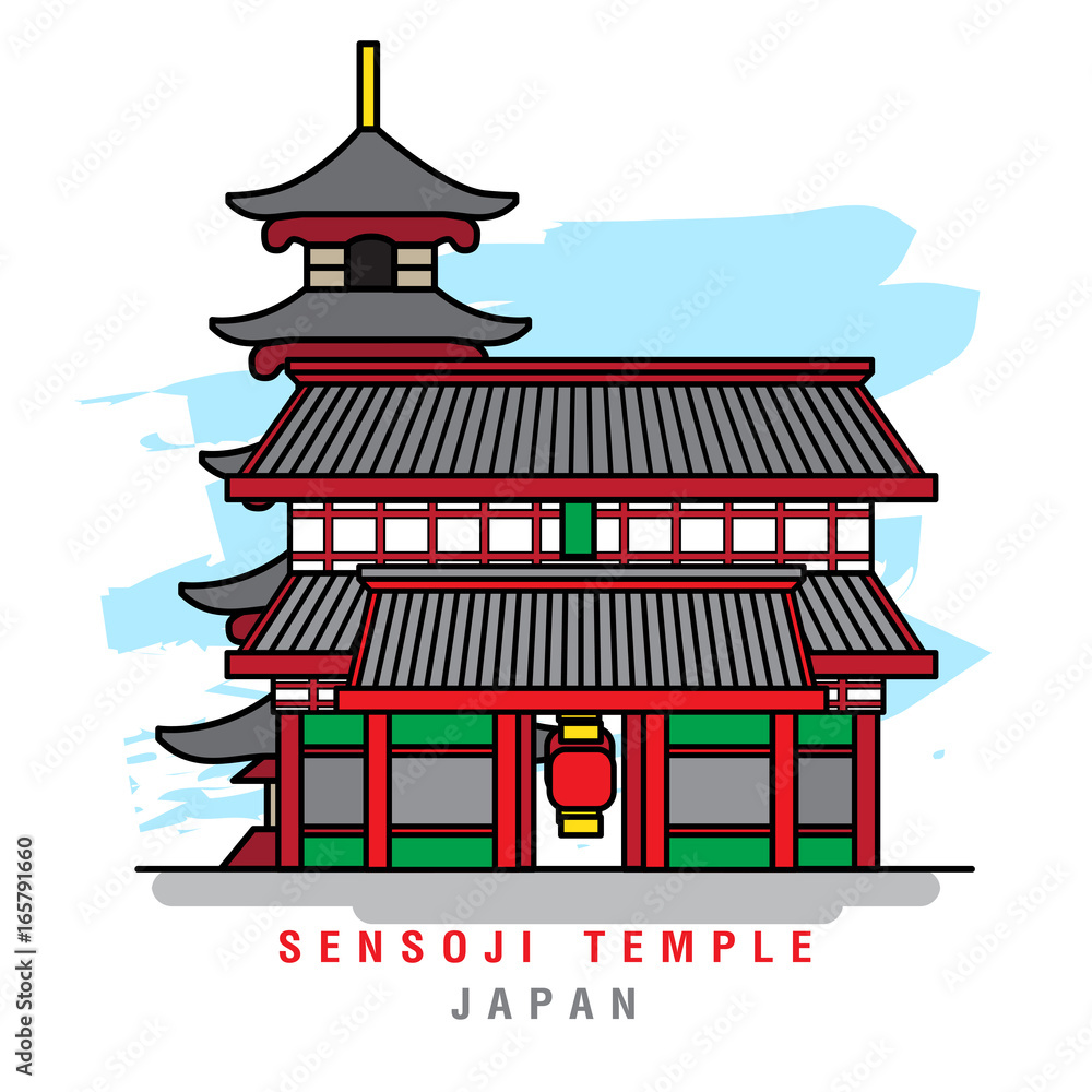 Illustrator of Sensoji Temple. Vector Illustration Stock Vector | Adobe ...