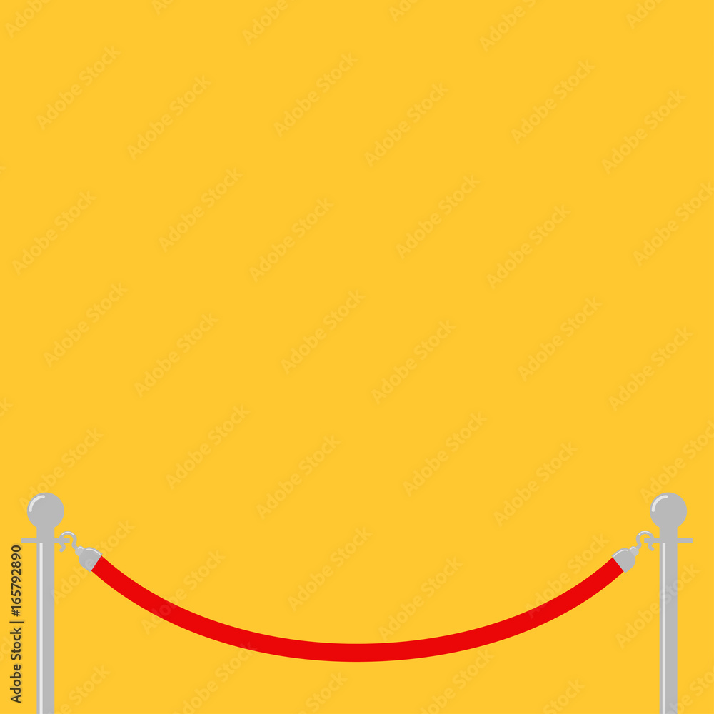 Red rope barrier stanchions turnstile facecontrol Yellow background ...