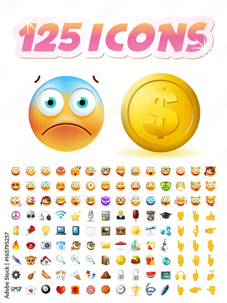 Set of Realistic Cute Icons on White Background . Isolated Vector ...