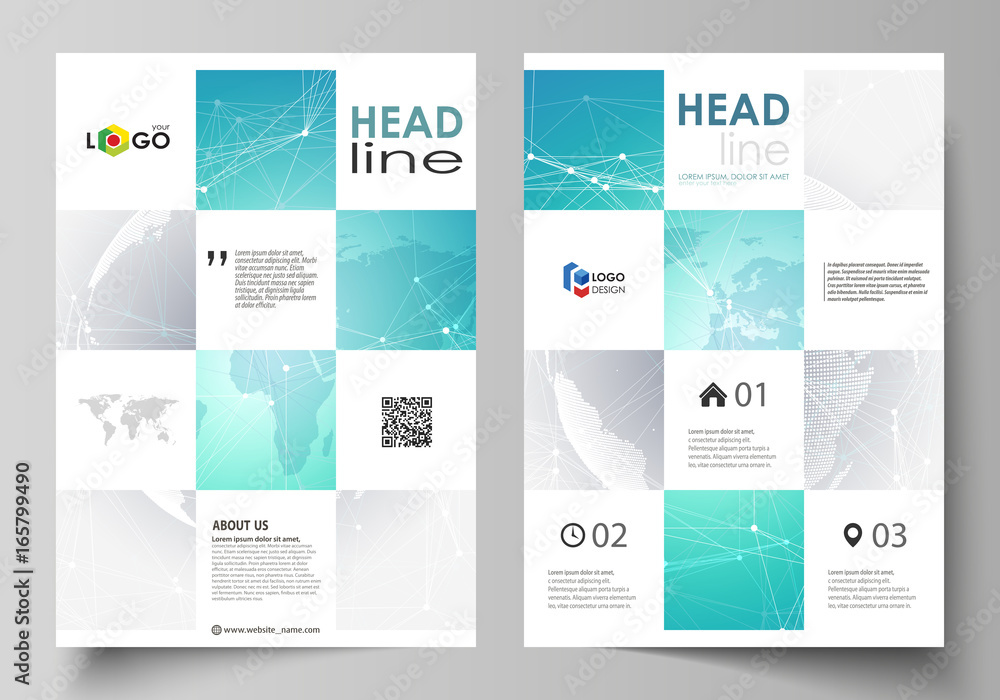 The vector illustration of the editable layout of A4 format covers ...