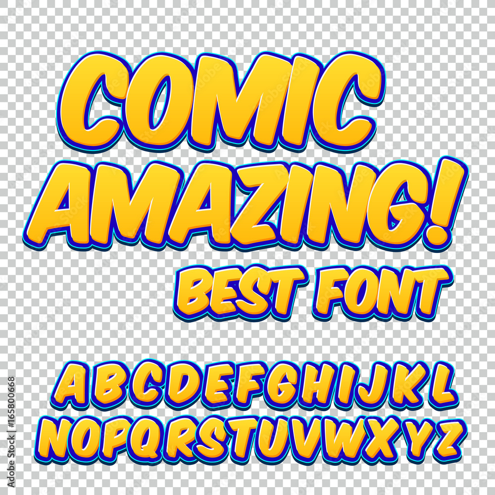 Comic alphabet set. Letters, numbers and figures for kids ...
