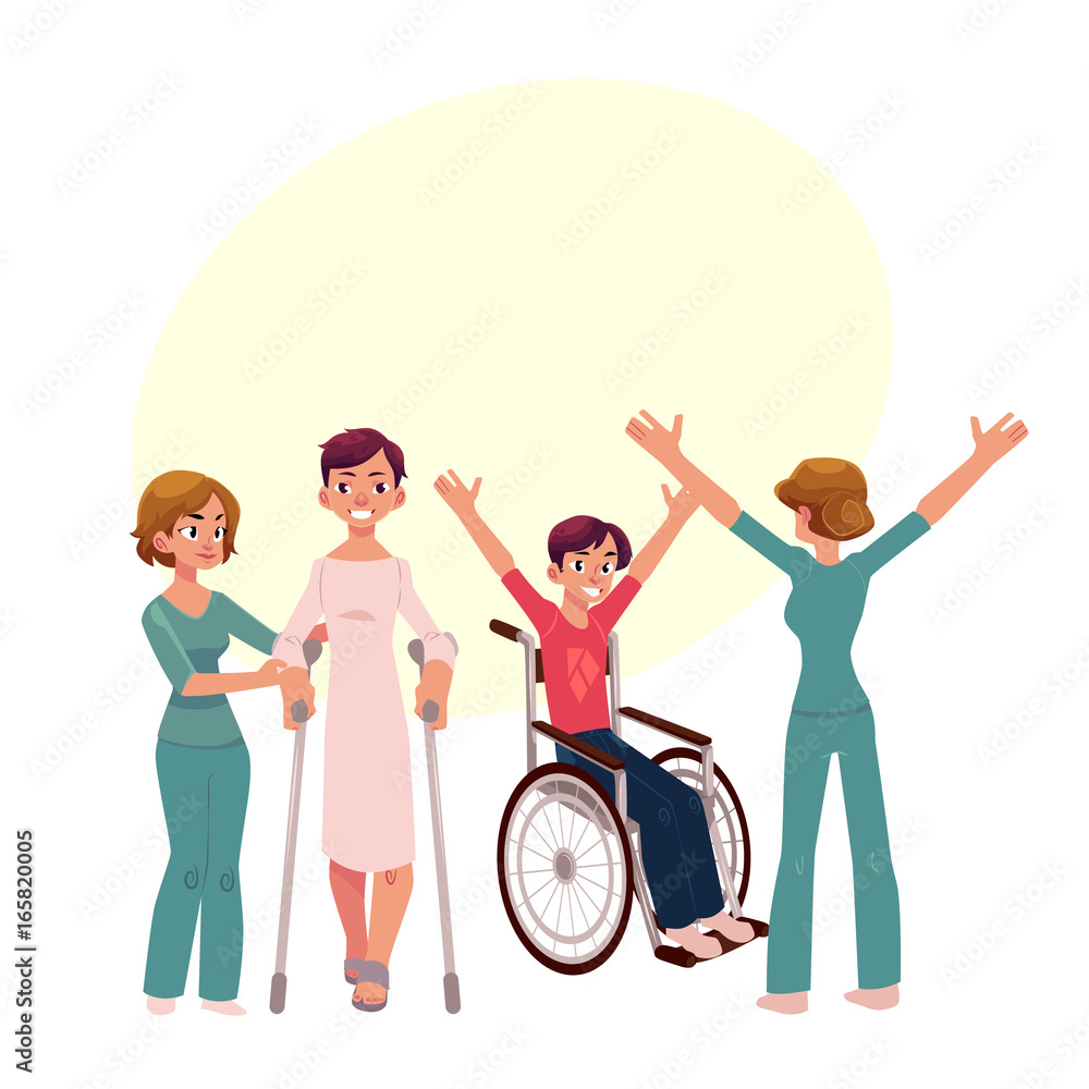 Medical rehabilitation, physical therapy activities, physiotherapist ...