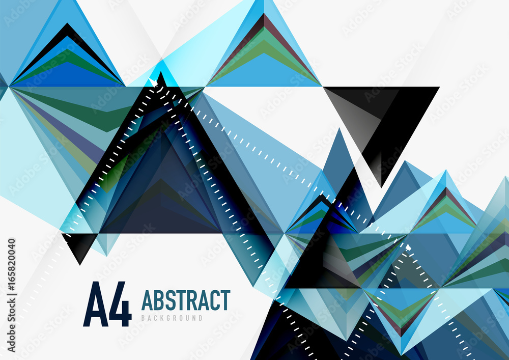 Triangular low poly vector a4 size geometric abstract template Stock ...
