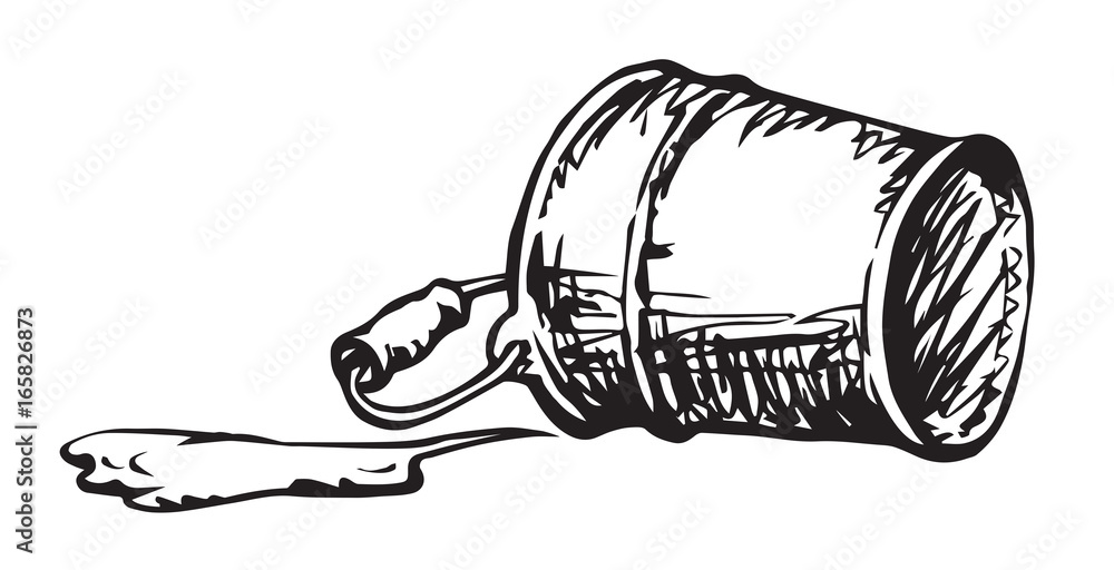 Water poured out of bucket. Vector drawing Stock Vector | Adobe Stock