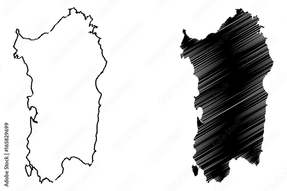Sardinia island map vector illustration, scribble sketch Sardinia ...