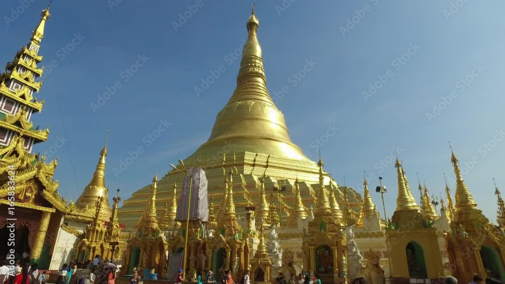 Shwedagon Pagoda main stupa in Yanon, Myanmar. Shwedagon Pagoda had ...